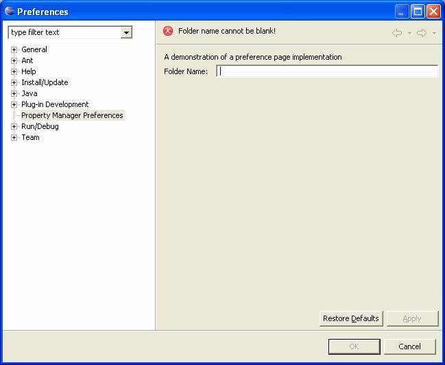Eclipse Preference Pages Plugin Tutorial | Wideskills